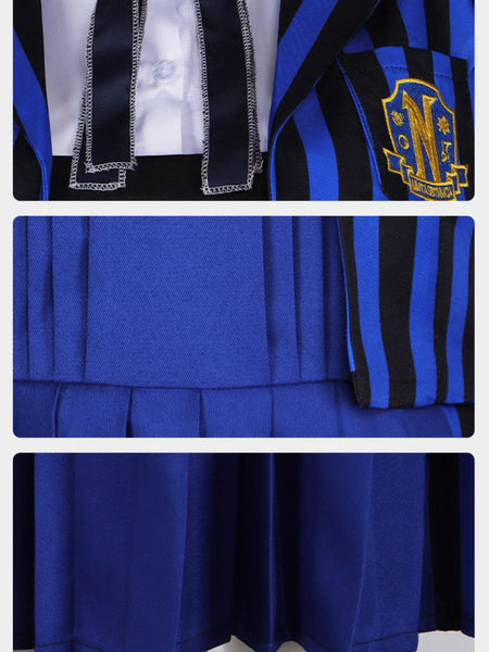 Blau 1940er Streifen Wednesday Enid Uniform Set – Vintageladies.de